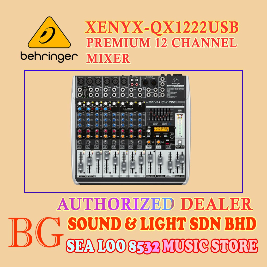BEHRINGER QX1222USB PREMIUM 16 INPUT 2/2-Bus MIXER WITH XENYX MIC ...