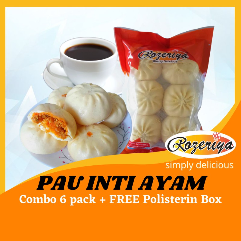 Rozeriya Kuih Pau Inti Ayam | 6 pcs | 6 PACK CAN MIX + FREE Polisterin ...