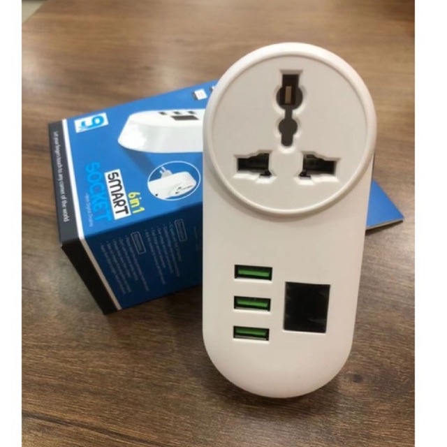 6 In 1 Smart Socket 3 Usb Plug With Led Display Charger Adapter ...