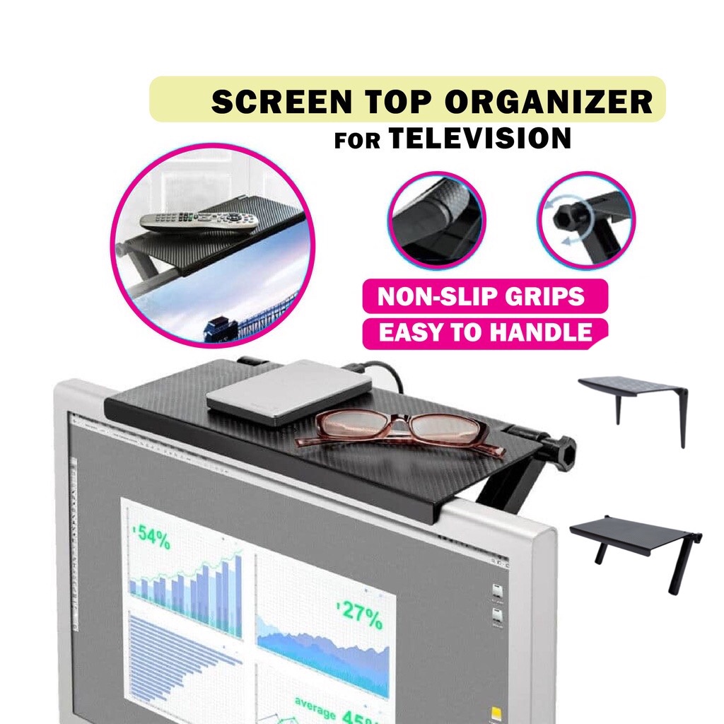 PP Adjustable Screen Caddy TV Box Top Shelf Storage Bracket Stand ...
