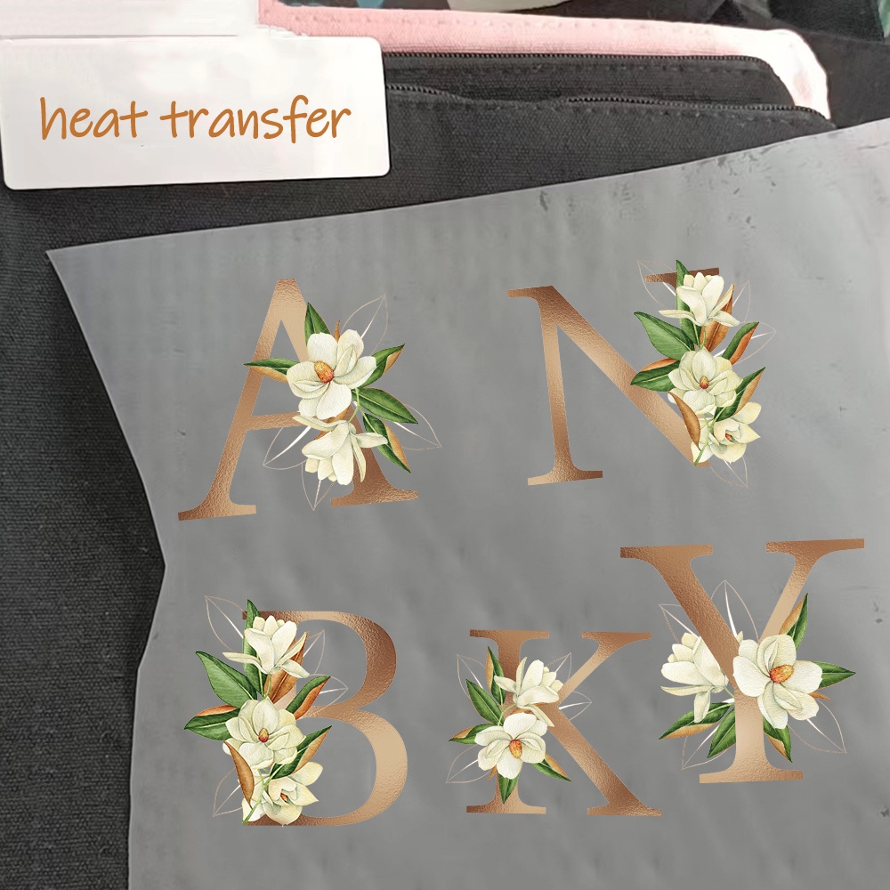 26 Alphabet Flora Letters Heat Transfer Viny Iron on Custome Made ...