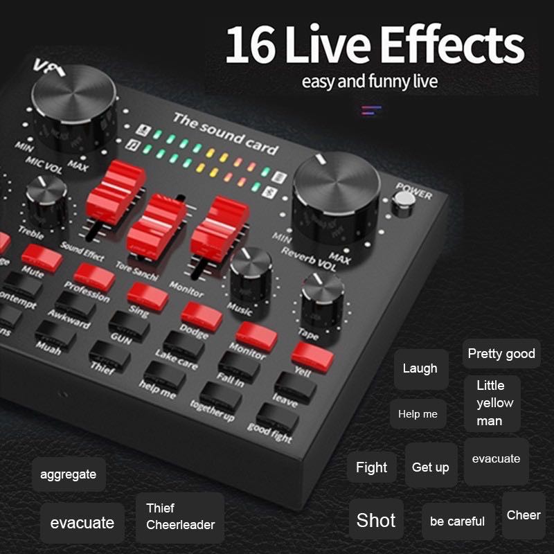 V8S Bluetooth Sound Card Live Broadcast Equipment Set Full Set Of Mobile Phone Live Microphone ...