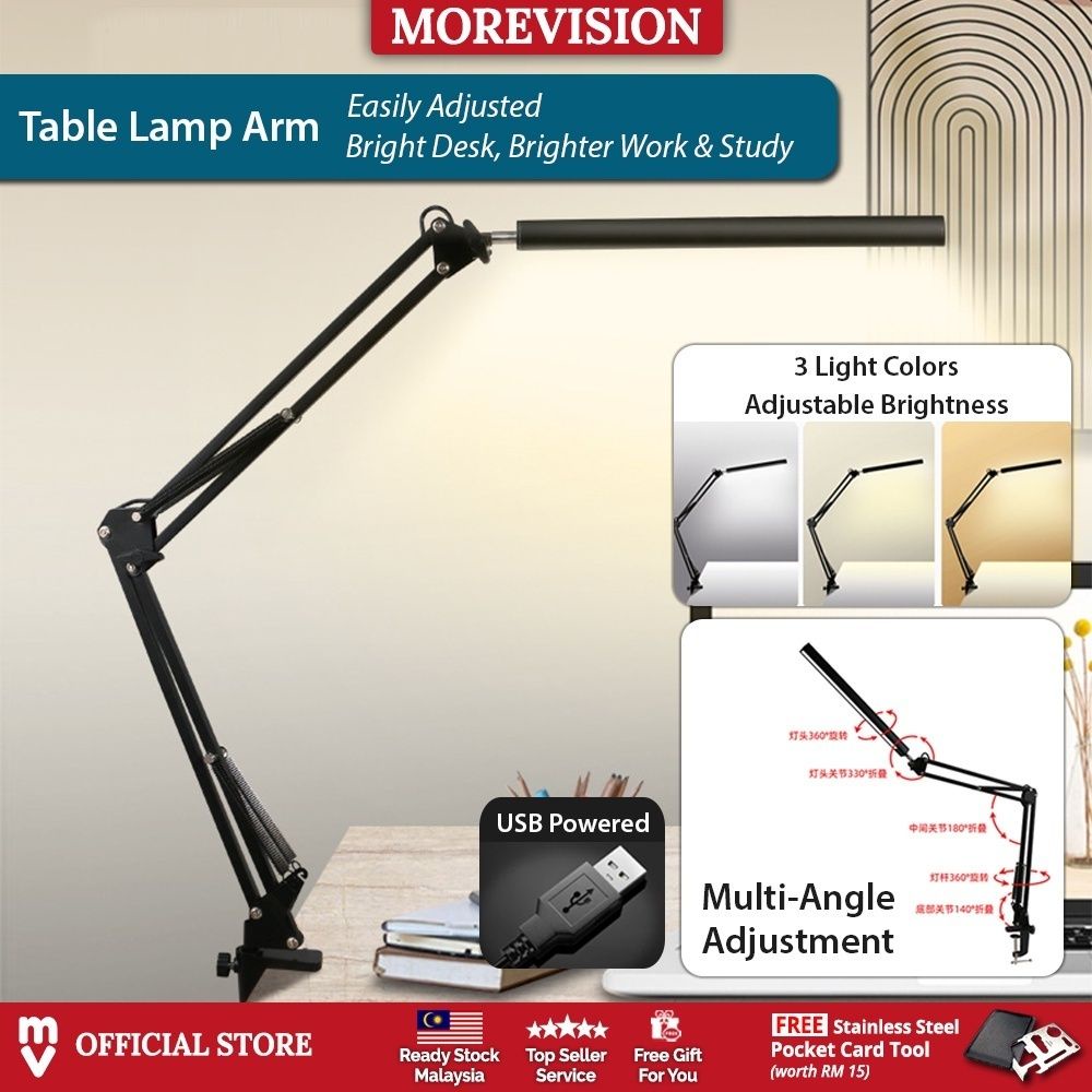 LED Desk Table Lamp with Rotatable Clamp 3 Light Colors Home Decor Eye ...