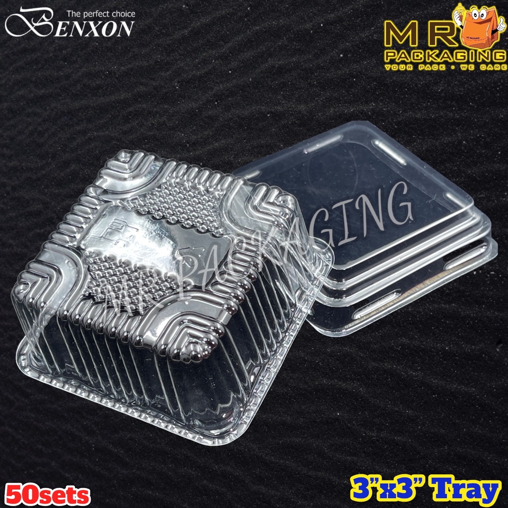 3" Plastic Tray & Lid [ 50pcs± ] Mooncake 888 Bakery Clear OPS PET Food ...