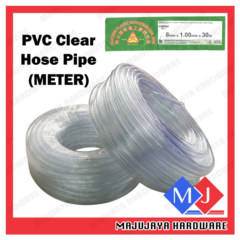 ( 1 METER ) EPI PVC Clear Hose Pipe Transparent Hose Air Line tube Oil ...