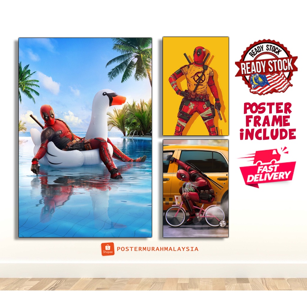 🔥FRAME INCLUDED🔥 DEADPOOL poster wall art poster frame canvas frame ...