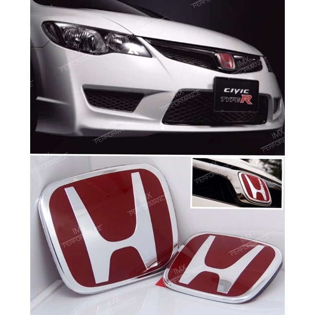 HONDA CIVIC FD FD2 2006-2011 TYPE R FRONT AND REAR LOGO RED COLOR ...