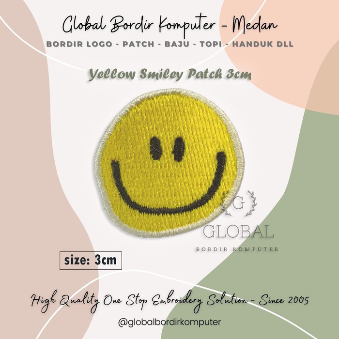 Yellow Smiley Face Emoji Emoticon Logo Embroidered Iron or SEW PATCH ...
