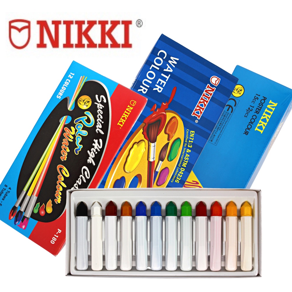 Nikki Water Colour Poster Colour 12 Colours 5cc/6cc/15cc / Watercolour ...