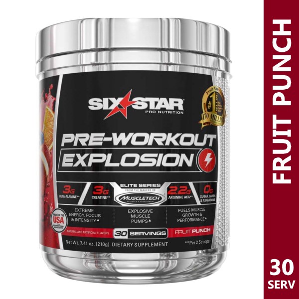 Six Star Explosion Pre Workout 30 servings FRUIT PUNCH Powerful Pre ...