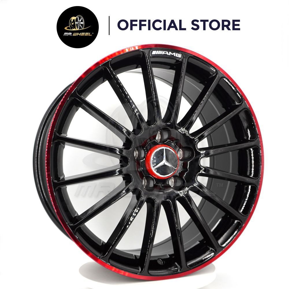 New Sport Rim MERCEDES AMG 1754 18x8 5x112 ET40 Black + Red Lip 18 inch ...