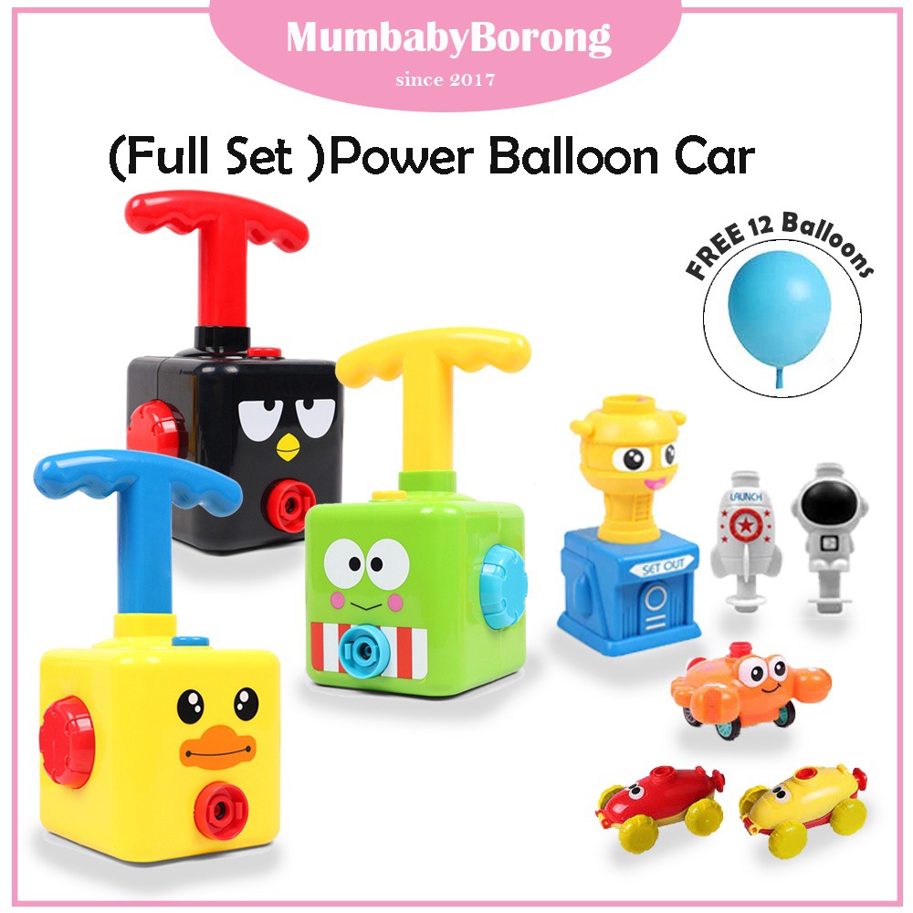 mainan MB (LUXURY SET) Inertial Air Power Balloon Car FREE 12 Balloons ...