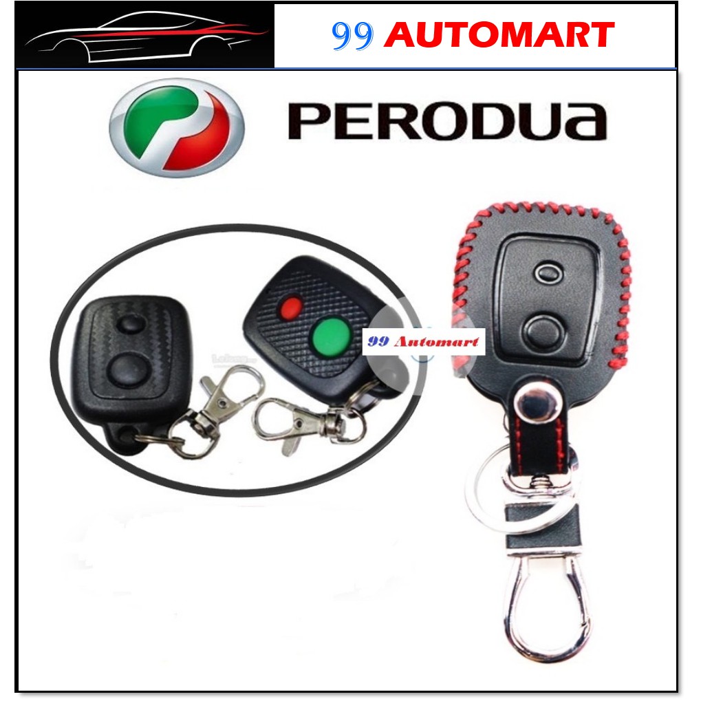 PERODUA ALZA MYVI Key Start Remote Leather Car Key Cover Case (Black ...
