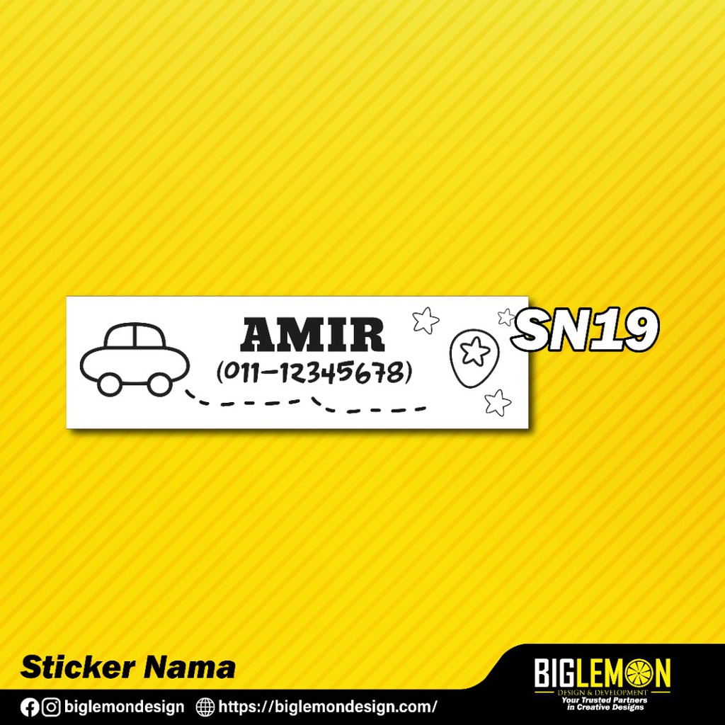 (150pcs)Sticker Nama Cartoon Black & White/Sticker Pelajar Sekolah ...