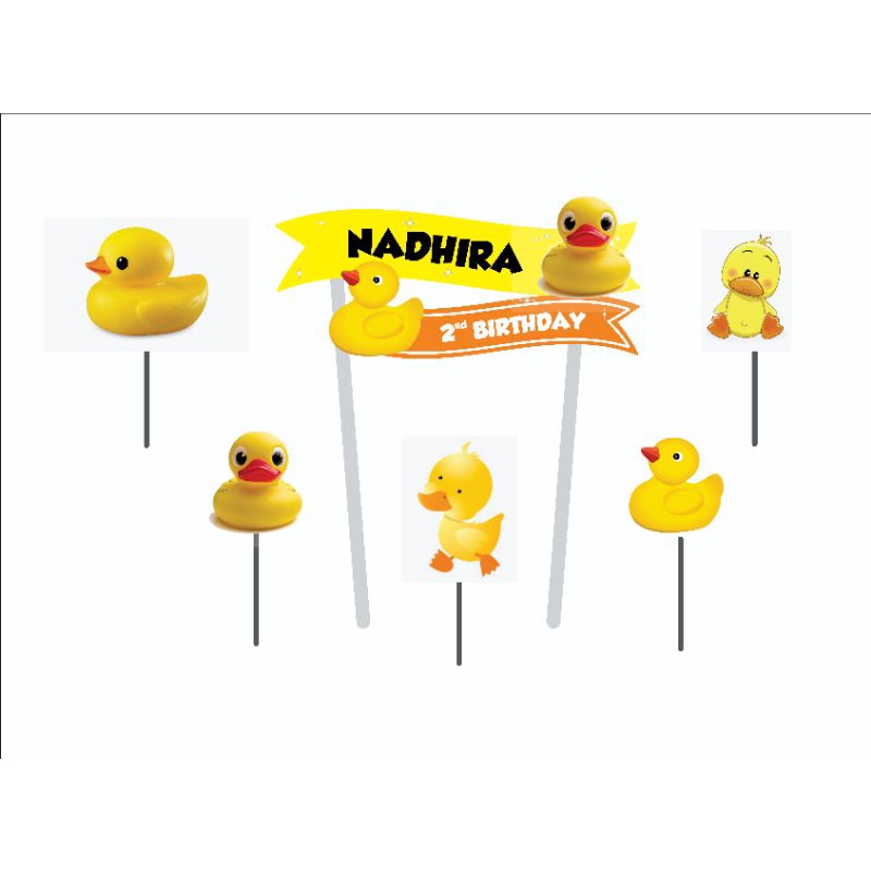 Duck Cake Topper/Yellow Duck With Name | Shopee Malaysia
