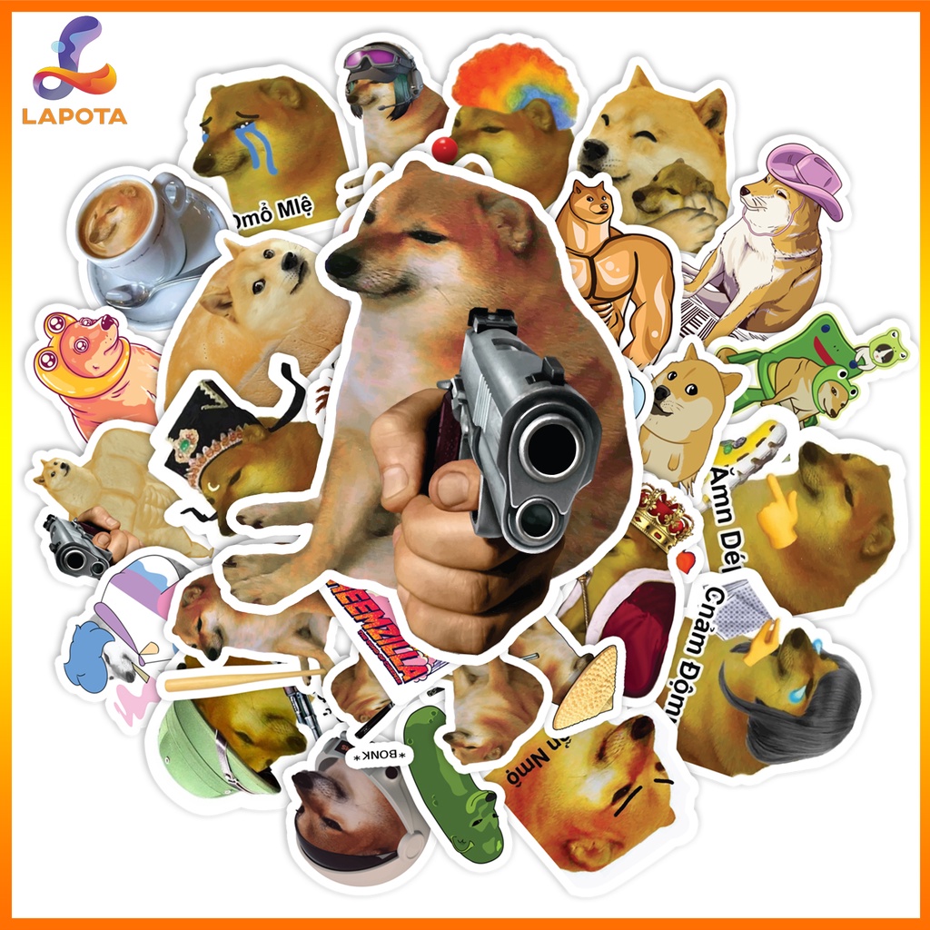 Set of 50 Cheems meme Stickers, Waterproof Cheems Stickers, meme Dog ...
