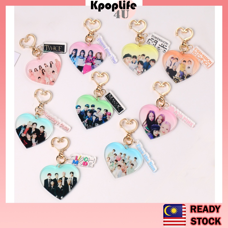 Korea KPOP Acrylic Heart Shape Keychain BT TXT Enha Bl@ckpink Twice ...