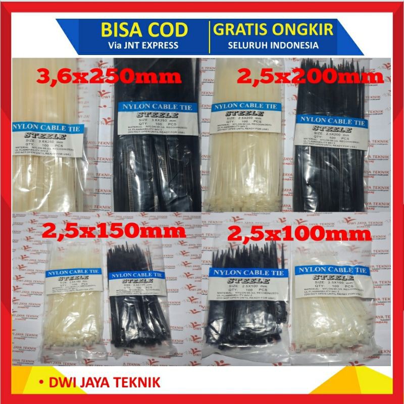 PUTIH White Cable Rope 100mm,150mm,200mm,250mm Cabletis 2.5 x 100mm and ...