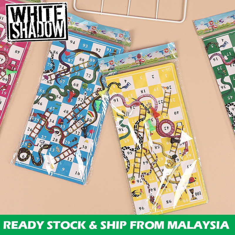 Portable Board Games Paper Snake Ladder Flying Chess Set Family Party ...