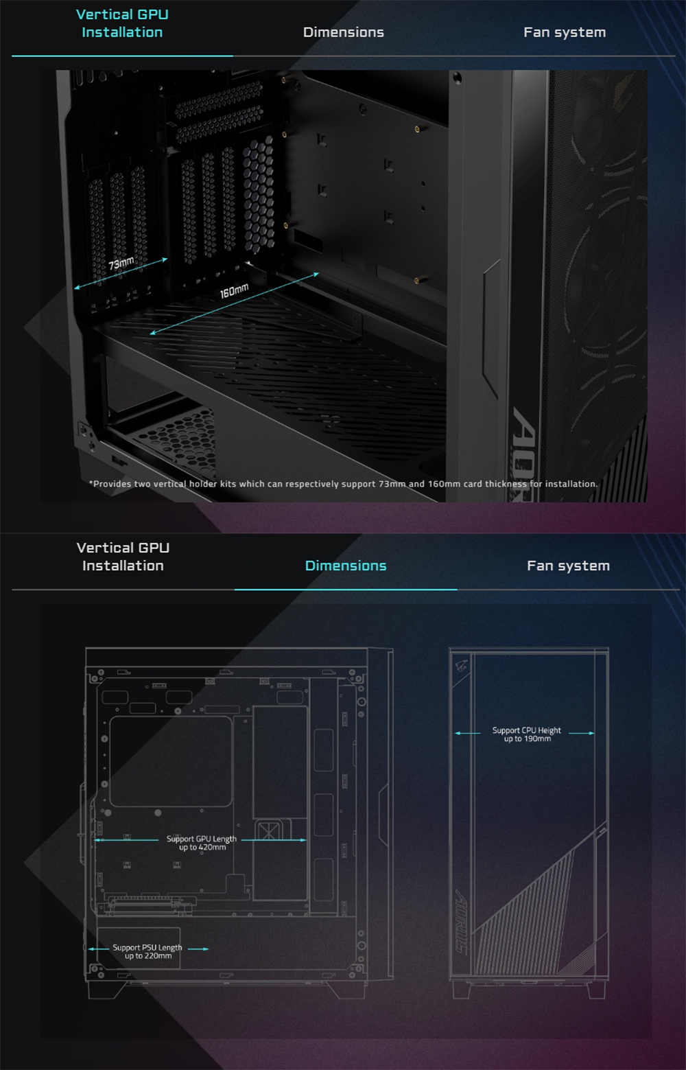 Gigabyte Aorus C500 Glass Mid Tower E-ATX PC Case RGB Desktop Chassis ...