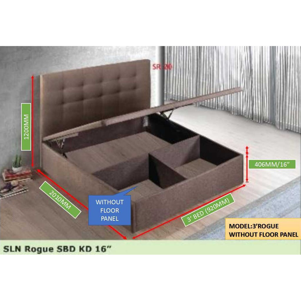 SINGLE/SUPER SINGLE Storage Bed Divan/ Solid Wood Hydraulic Storage Bed ...