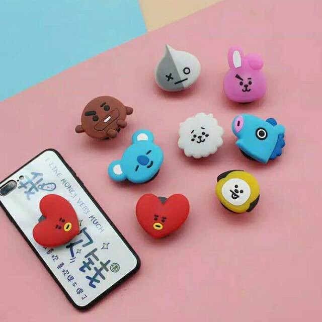 Pop SOCKET CHARACTER BTS KPOP HOLDER BT21 POPSOCKET HANDPHONE CUTE 3D ...