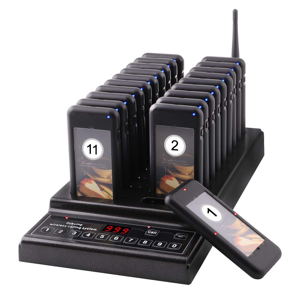 20 Coaster Pager+999-Channel Caller Queue Wireless Calling System for ...