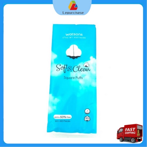 🔥Ready Stock🔥Watsons Soft & Clean Square Puffs Facial Cotton 160+80 ...