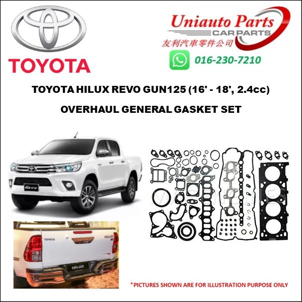 TOYOTA HILUX REVO GUN125 (16' - 18', 2.4cc) OVERHAUL GENERAL GASKET SET ...