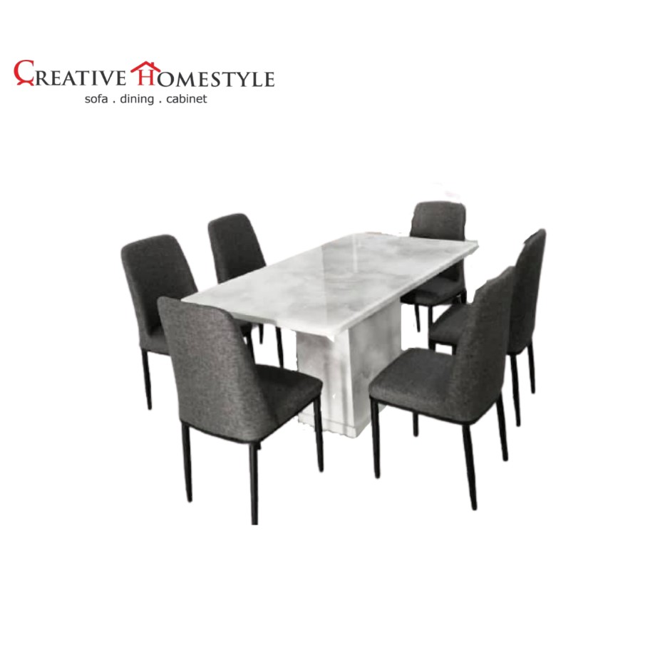 [PRE ORDER] 1+6 marble dining set (delivery area Johor Bharu sahaja ...
