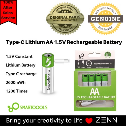 Smartools Type-C Lithium AA 1.5V Rechargeable Battery | Shopee Malaysia