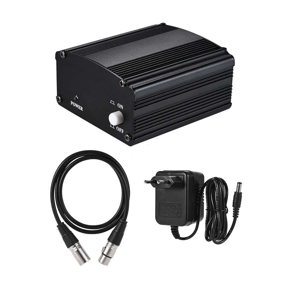 1-Channel 48V Phantom Power Supply with Adapter & XLR Male to XLR ...
