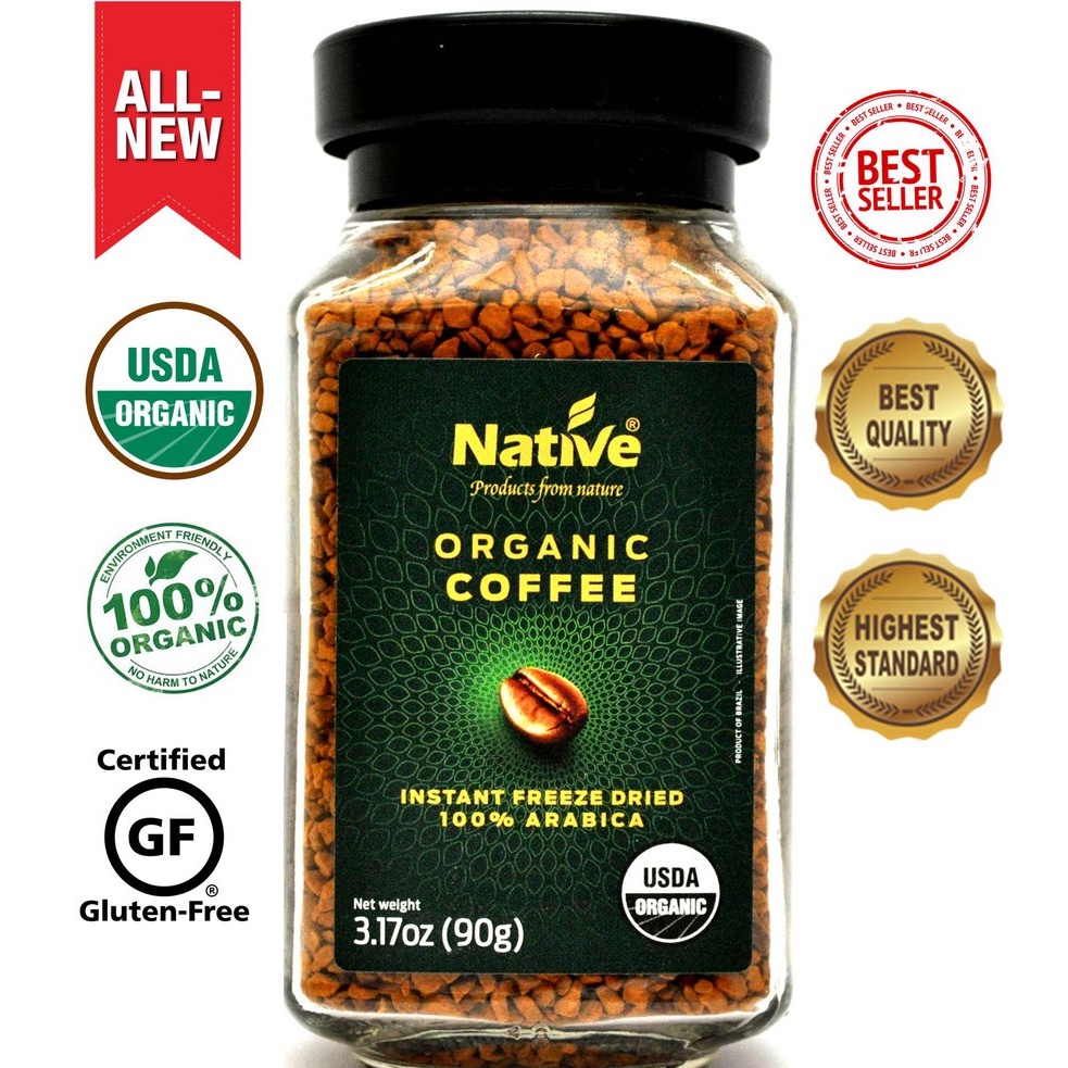 NATIVE Organic Coffee Gluten Free Instant Freeze Dried 100% Arabica 90g ...