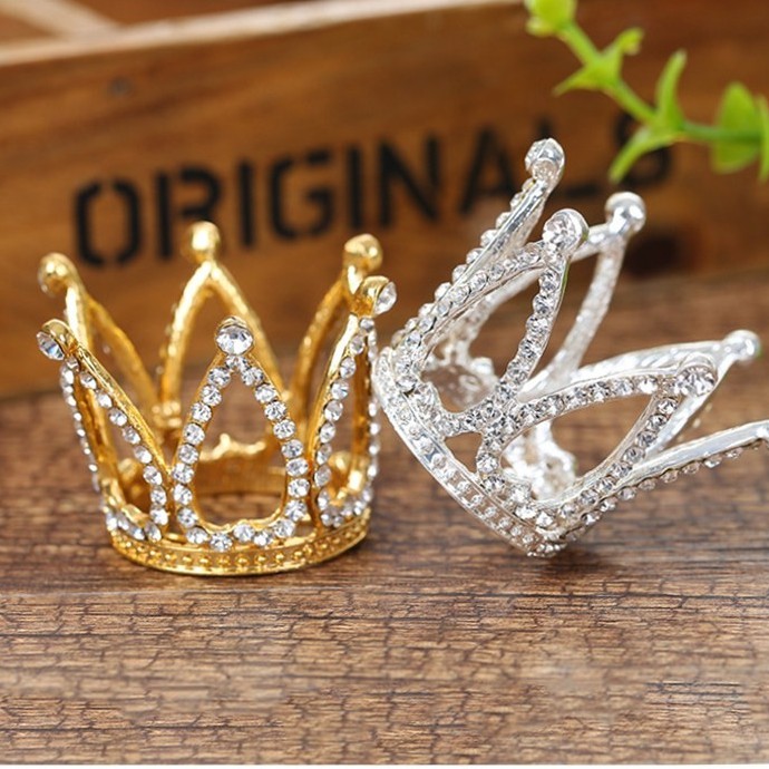 SUPER MINI SILVER / GOLD CROWN CAKE TOPPER 迷你小钻圆皇冠 ( 1 Piece )/5622 ...