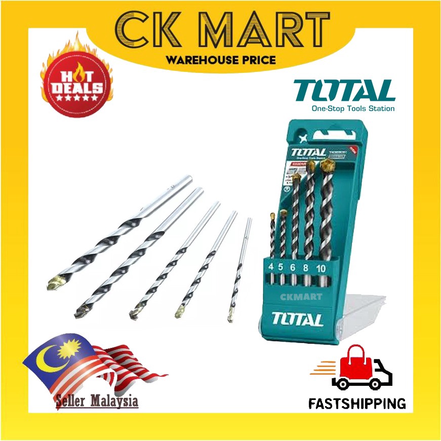 TOTAL TACSD5055 5PCS MANSORY DRILL BIT SET /TOTAL MASONRY DRILL BIT ...