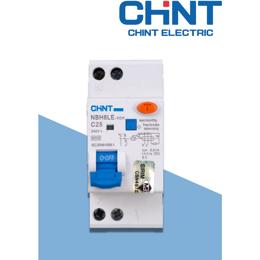 CHINT 25A/40A10mA RCBO/NBH8LE/1P+N | Shopee Malaysia