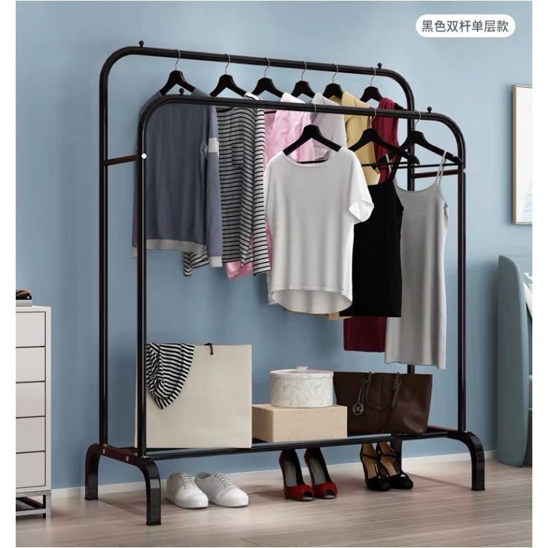 Double Clothes Rack Black And White Colour | Shopee Malaysia