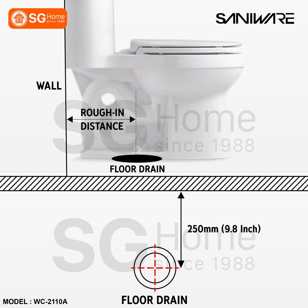 SANIWARE WC-2110A / Zella C100 Two Piece Toilet Washdown Water Closet ...