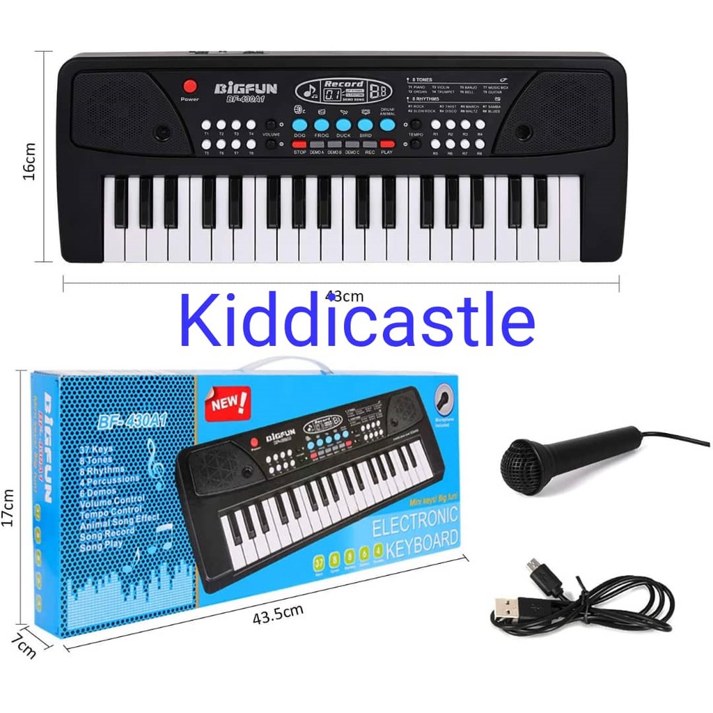 ( Kiddicastle ) Electronic Keyboard Bigfun With Microphone | Shopee ...