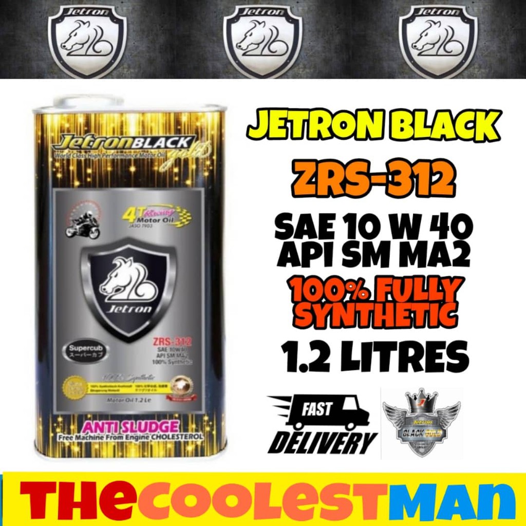 🔥💯%ORIGINAL ️ JETRON BLACKGOLD ZRS-312 10W40 SM MA2 FULLY SYNTHETIC 1 ...