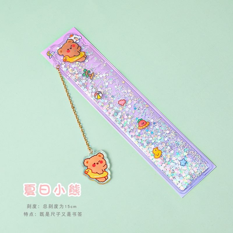 Creative Cute Quicksand Ruler Drawing Ruler With Pendant Bookmark ...