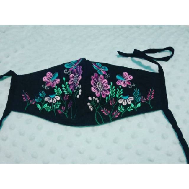 The jungle motif embroidery mask | Masker bordir motip rimba | Shopee ...