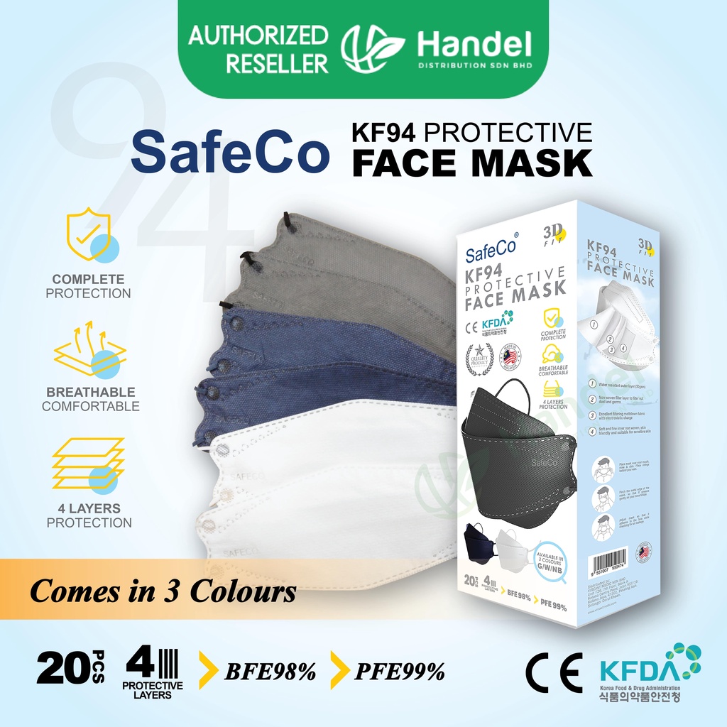 SafeCo Face Mask KF94 Protective Face Mask (MIX, BLACK) | Shopee Malaysia