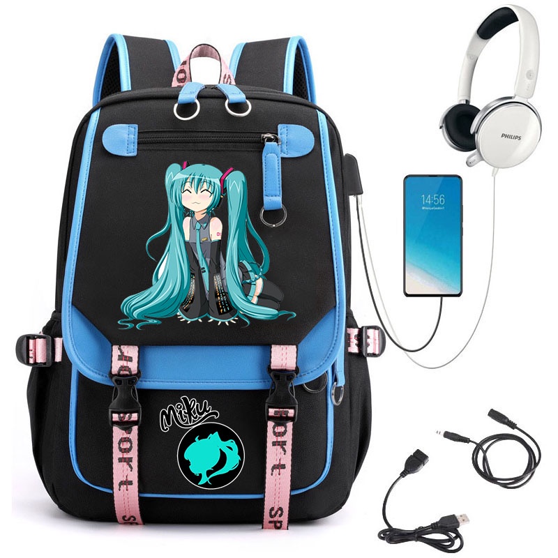 Student Backpack Travel Bag Laptop Bagpack for Men Hatsune Miku ...