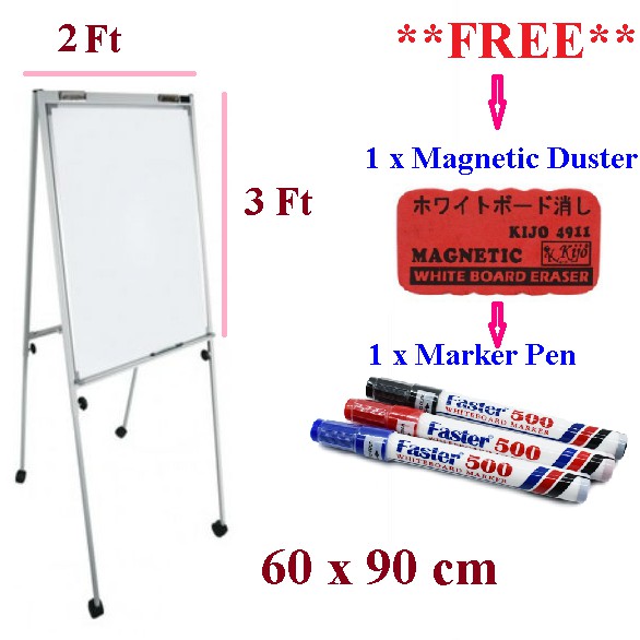 Magnetic WhiteBoard Flip Chart 2 x 3 Ft (60 x 90cm) Adjustable with ...