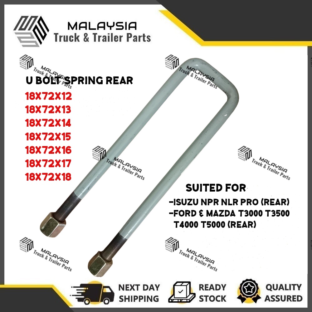 U Bolt Spring Rear 18X72X12-18/18X73X12-18 Daihatsu Delta Isuzu Hicom ...