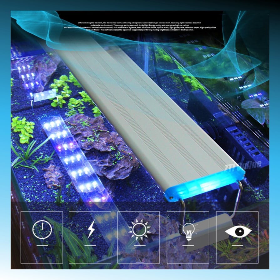 ZTI Ultimate Super Slim LED Aquarium Light Aquatic Plant Extensible ...