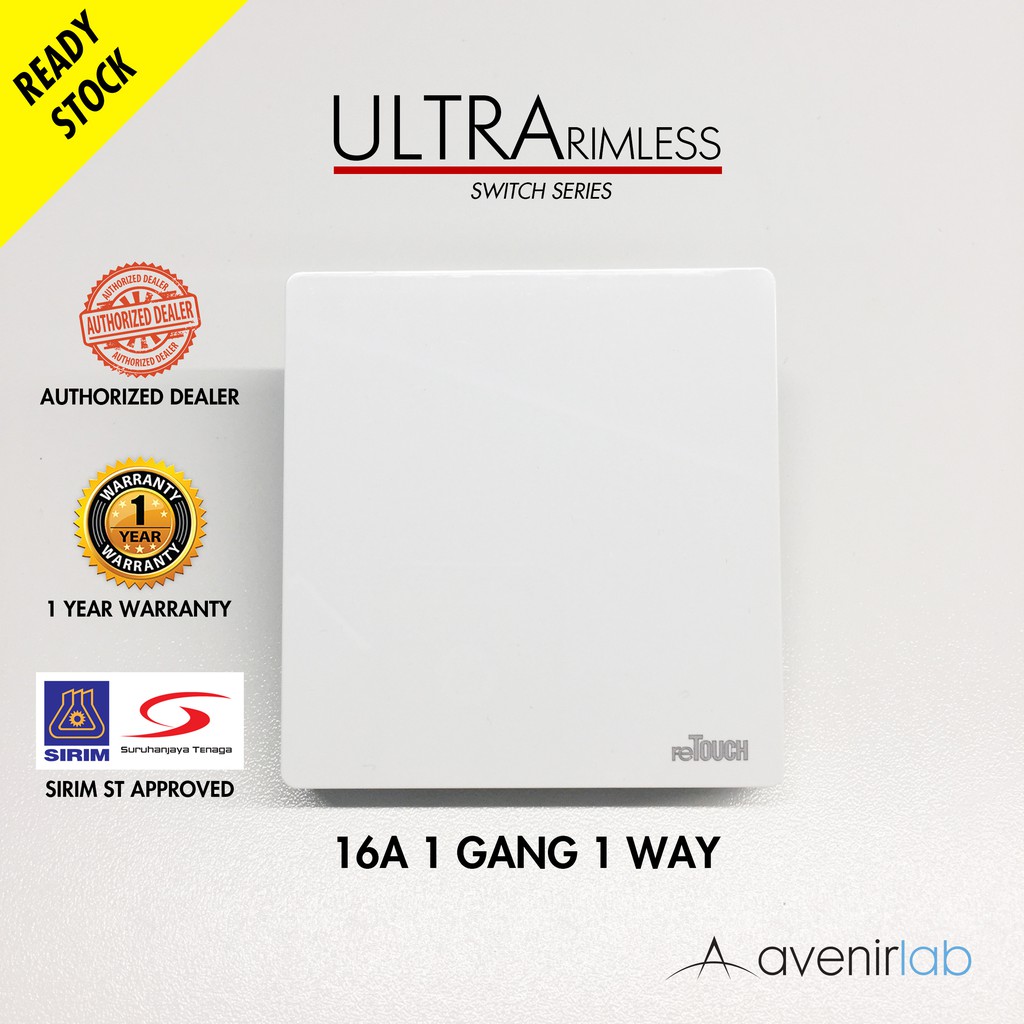reTouch Ultra Rimless 1 Gang 1 Way Wall Switch Frameless SIRIM Approved ...