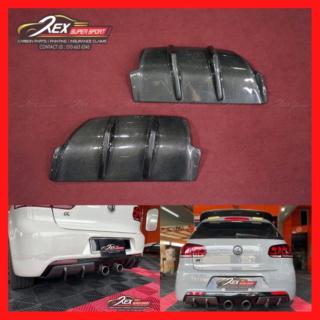 VW Volkswagen Golf MK6 R Osir Rear Diffuser Real Forged / Carbon Fiber ...