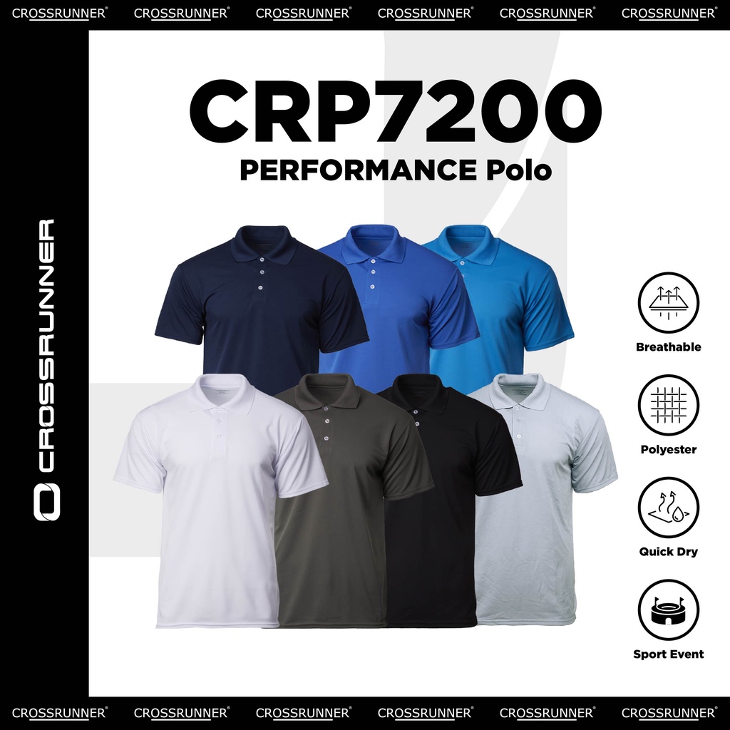 CROSSRUNNER Quick Dry Polo T-shirt Adult Sportswear Plain Jersey Unisex ...